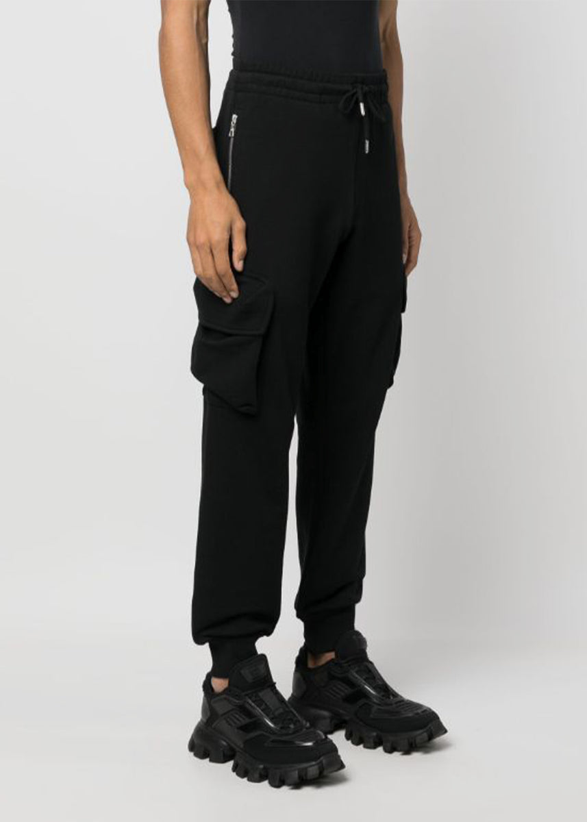 Black Cargo-Pocket Track Pants | LEISURE CENTER