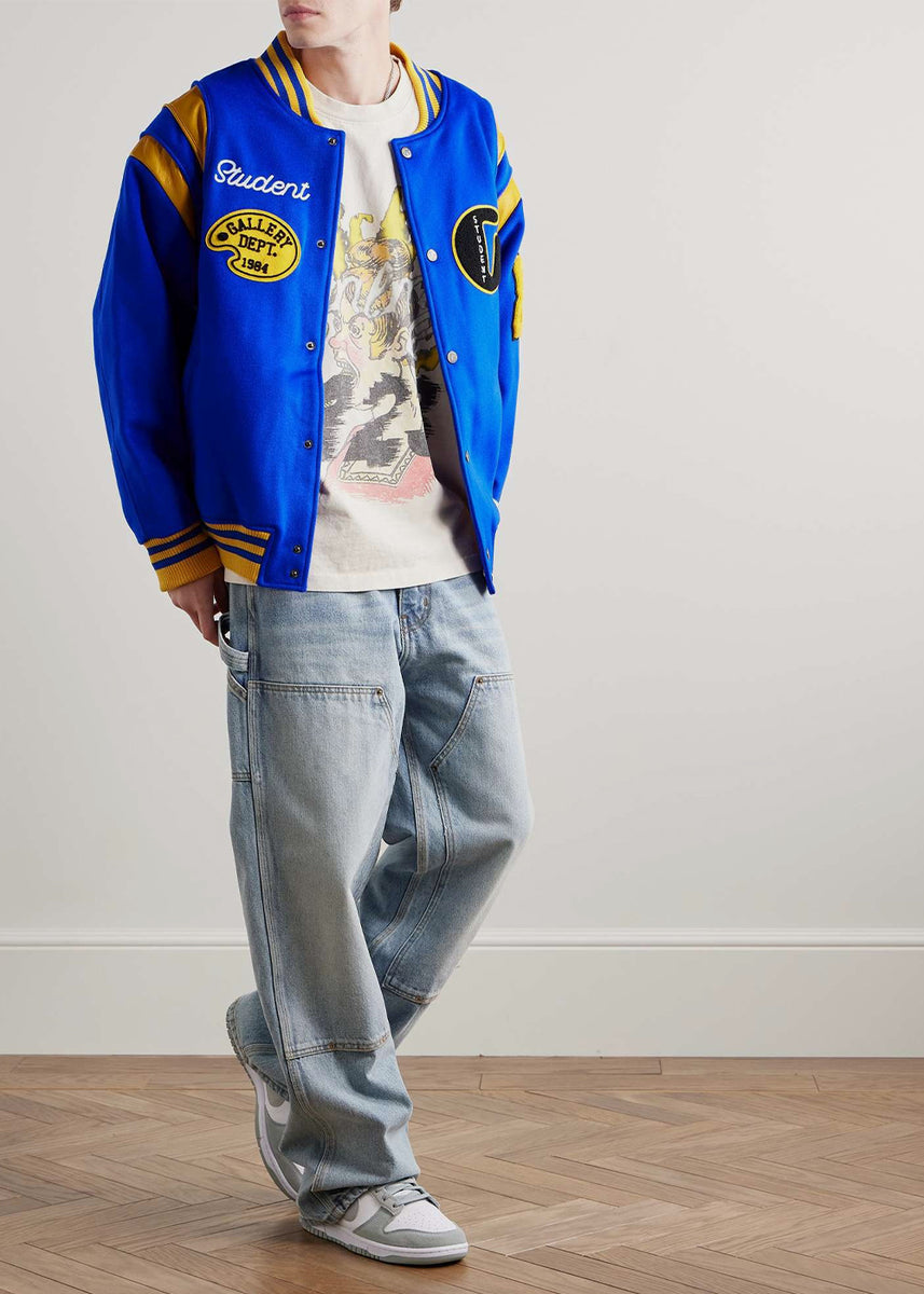 Blue Student Varsity Jacket | LEISURE CENTER