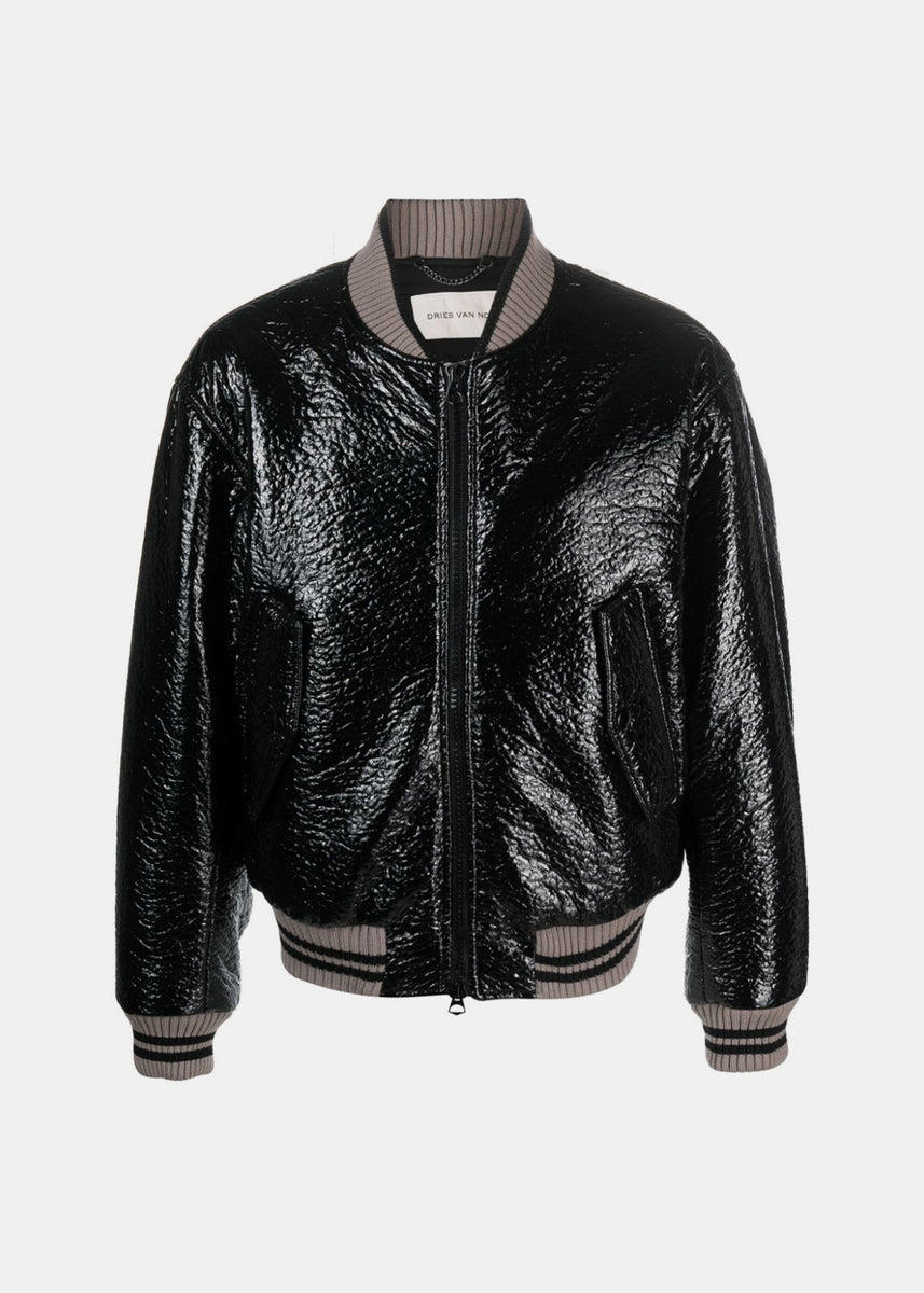 Black Vellow Bomber Jacket | LEISURE CENTER