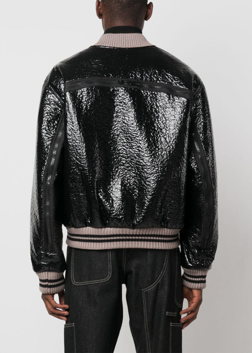Black Vellow Bomber Jacket | LEISURE CENTER