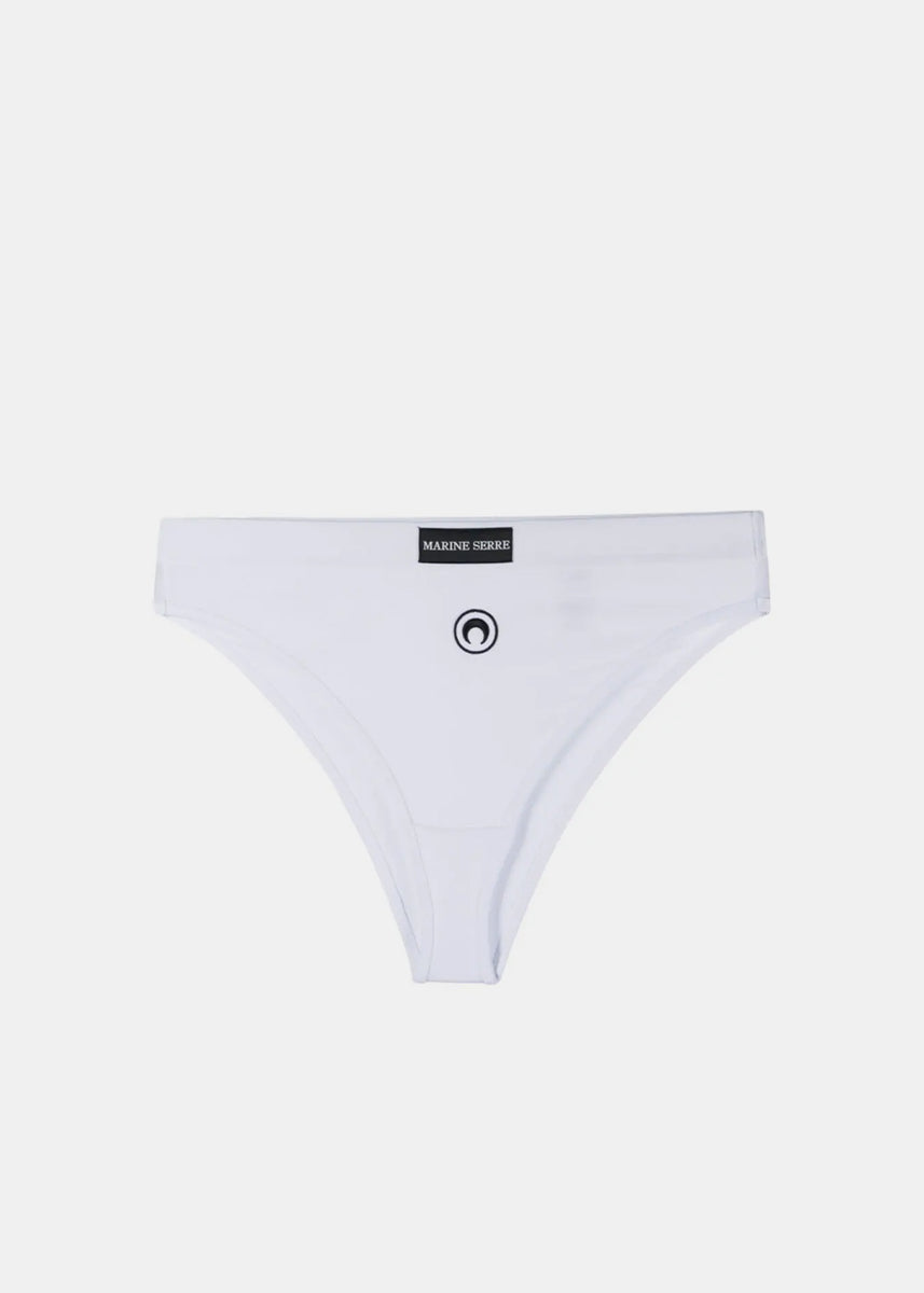 White Crescent Moon Embroidered Briefs | LEISURE CENTER