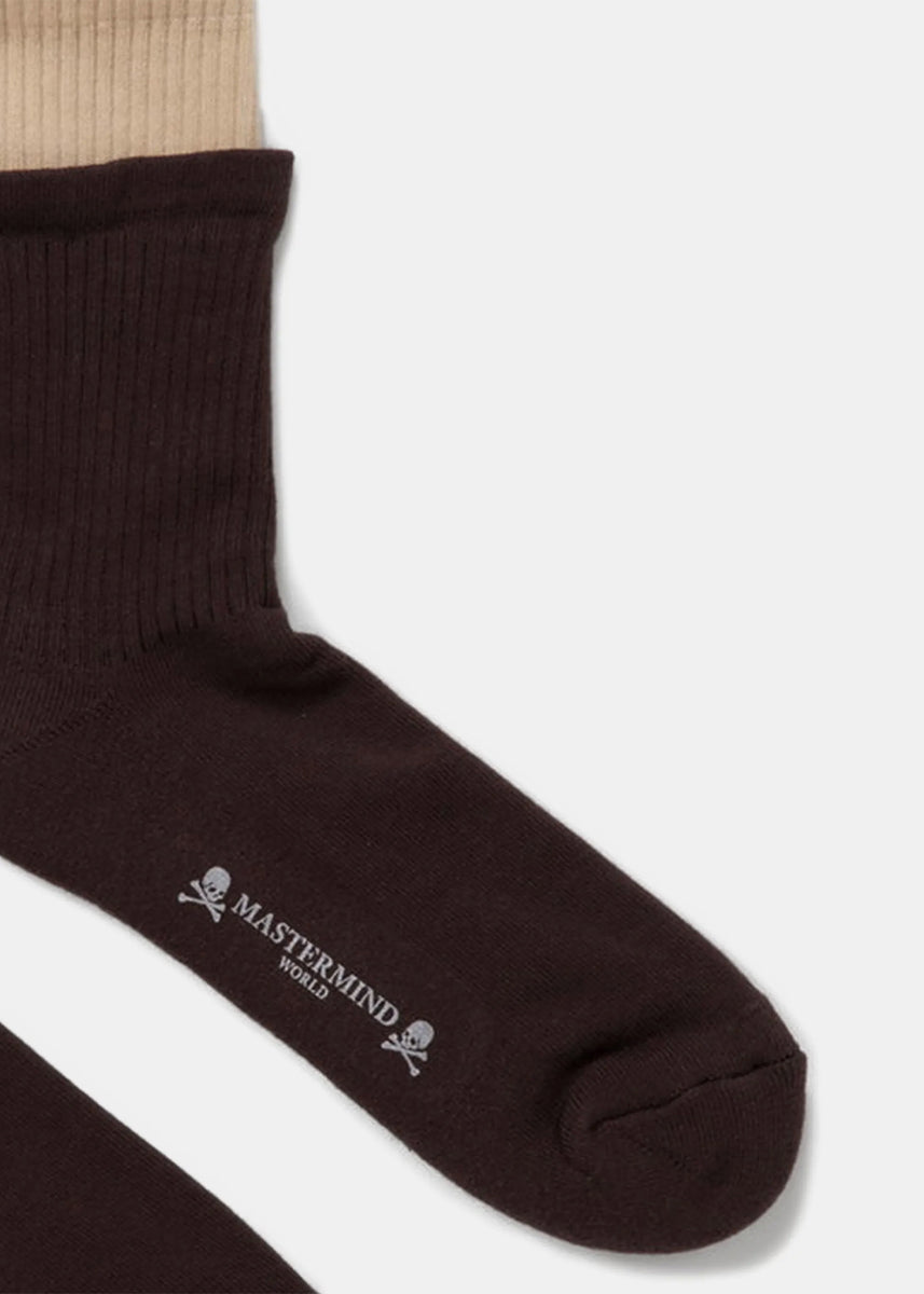 Brown Double Layered Crew Socks | LEISURE CENTER