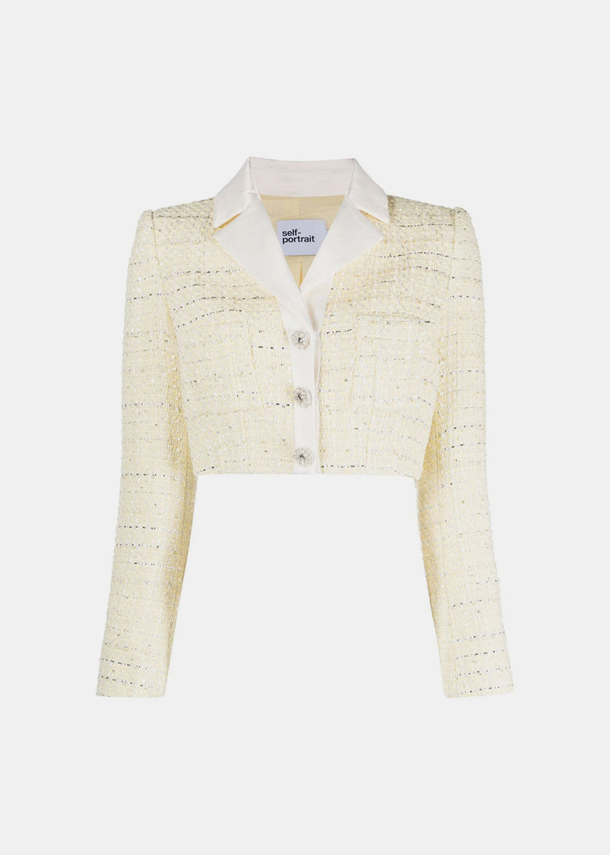 Yellow Boucle Cropped Jacket | LEISURE CENTER