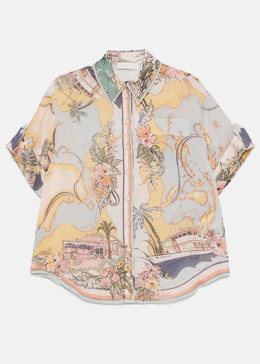 Nautical Map Tallow Relaxed Shirt | LEISURE CENTER