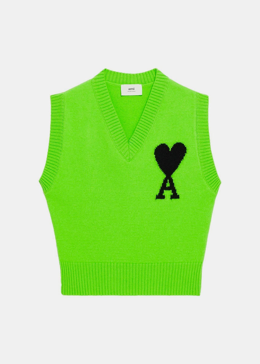 Green Logo-intarsia Knit Vest | LEISURE CENTER