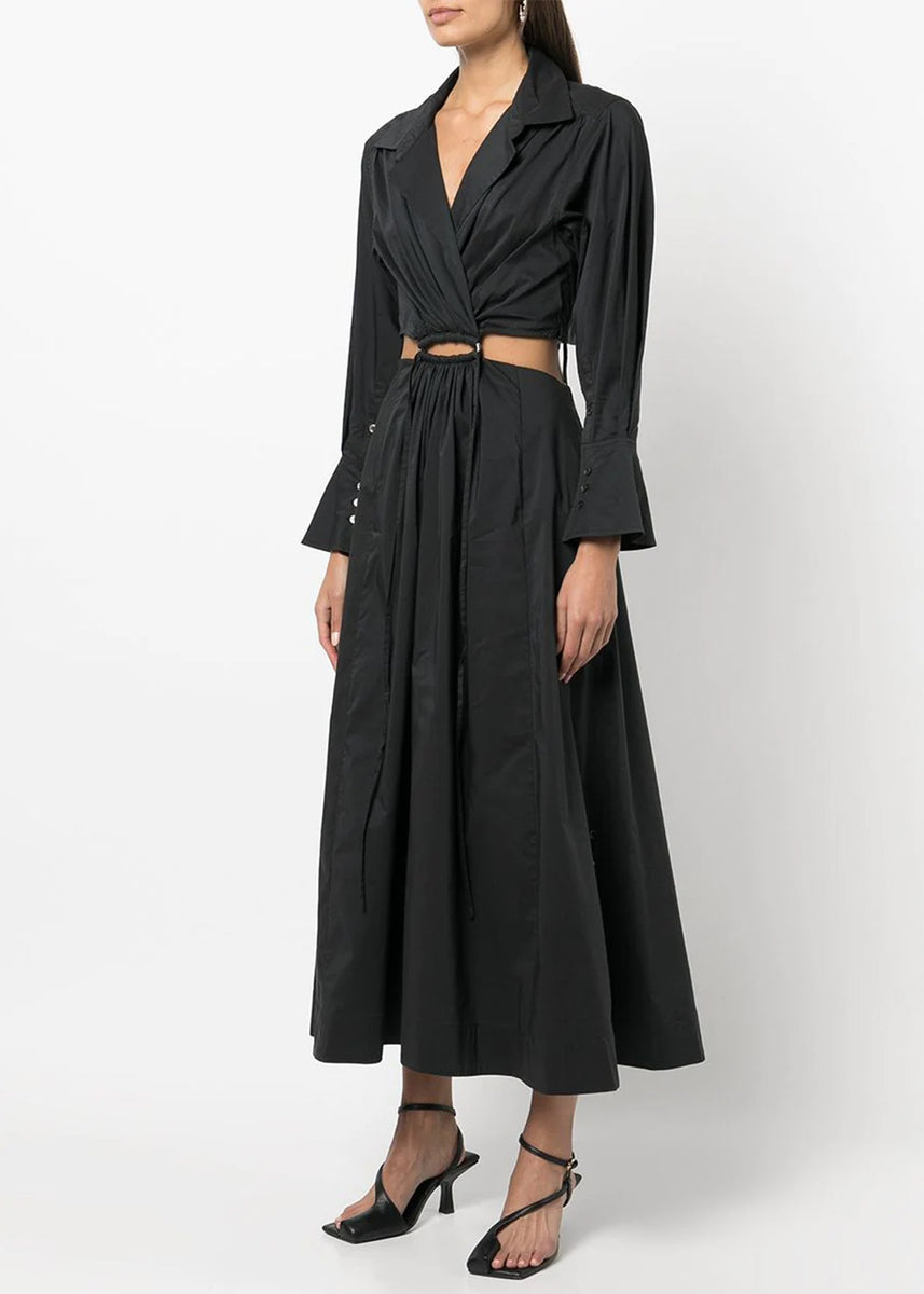 Black Alex Cut-Out Flared Dress | LEISURE CENTER