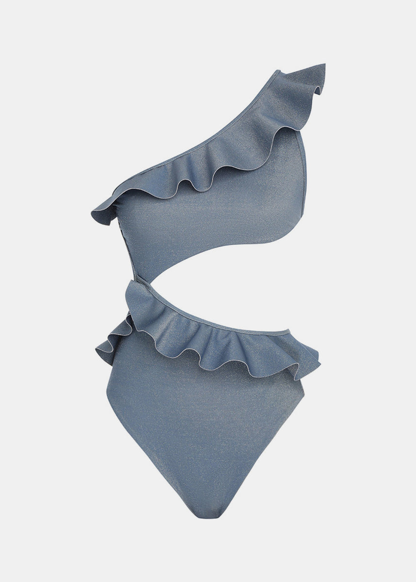 Periwinkle Frill One-Piece Swimsuit | LEISURE CENTER