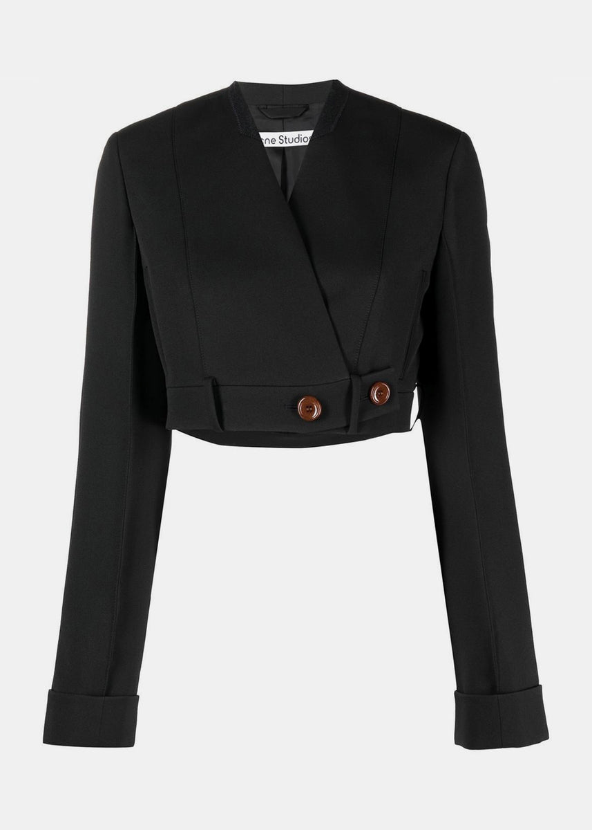 Black Cropped Suit Jacket | LEISURE CENTER